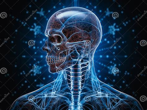 Neural Network In The Human Skull Scientific Concepts Illustration Of
