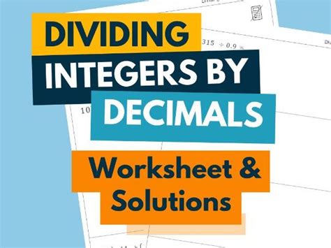 Dividing Integers By Decimal Worksheet Teaching Resources