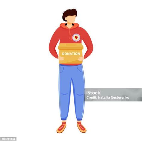 자원 봉사자 수집 기부 플랫 벡터 그림 흰색 배경에 상자 고립 만화 캐릭터와 사회 운동가 공공 자선 단체 모금 캠페인 장식