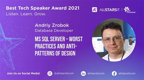Ms Sql Server Worst Practices And Anti Patterns Of Design Allstarsit Youtube