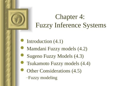 Ppt Chapter 4 Fuzzy Inference Systems Introduction 41 Mamdani