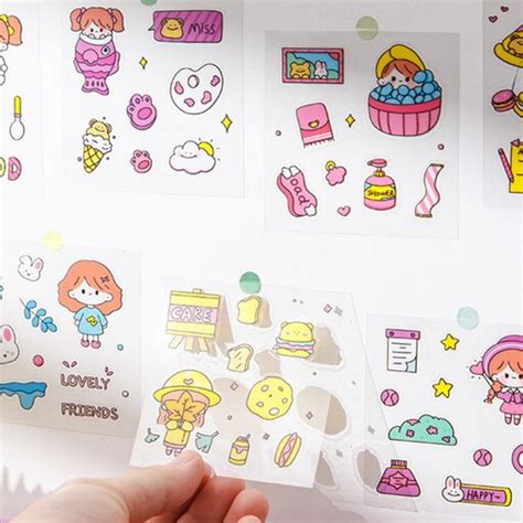 خرید و قیمت استیکر فانتزی ورقی شفاف پلاستیکی طرح دختر استیکر تزئینی