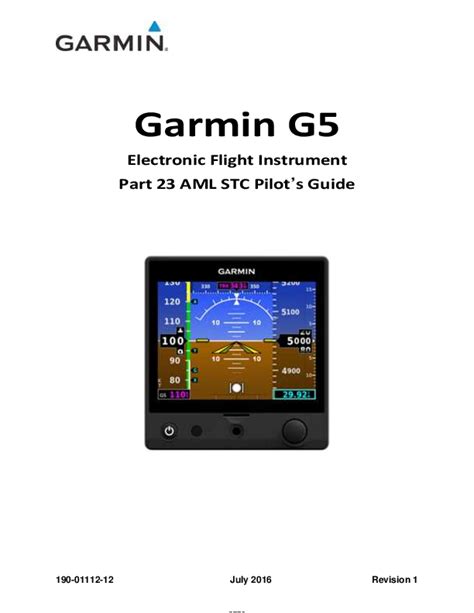 Garmin G5 Electronic Flight Instrument Pilots Guide Manual Hub