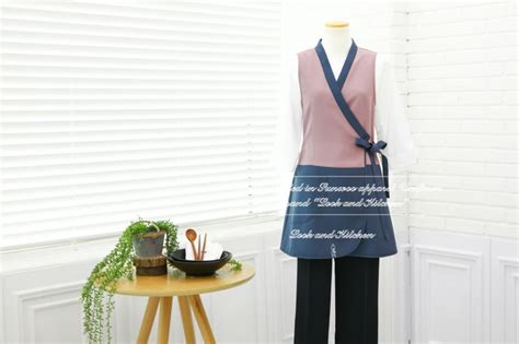 Lk Ap02 Pk 룩 앤 키친 유니폼 전문 브랜드 한식 깃 배색 원피스형 앞치마 네이버 블로그