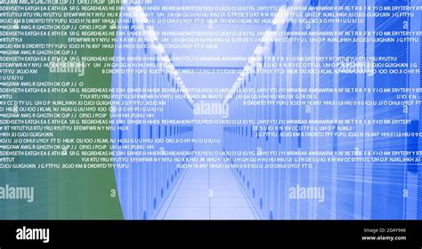 Data Processing Against Empty Computer Server Room Against Green Technology Background Stock