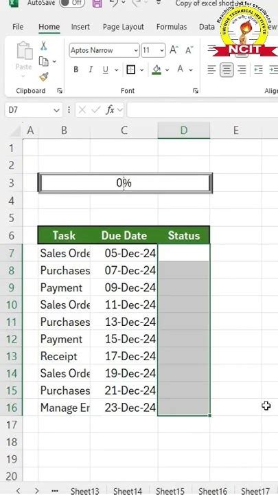 Progress Tracker In Excel Exceltips Excel Excelshorts Shorts Youtube