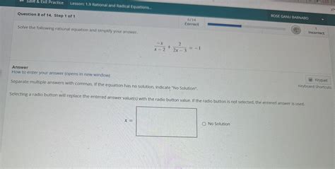 Solved Solve The Following Rational Equation And Simplify Chegg