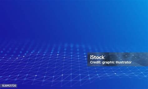 추상 파란색 파티클 배경입니다 점 풍경이 있는 흐름 파 디지털 데이터 구조 미래의 메시 또는 사운드 그리드 패턴 점 시각화 기술 벡터 그림 0명에 대한 스톡 벡터 아트 및