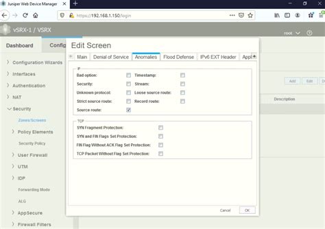 My Cybersecurity Journal Juniper Networks SRX Firewall Screen