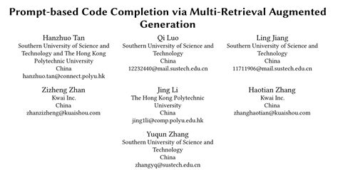 Prompt Based Code Completion Via Multi Retrieval Augmented Generation