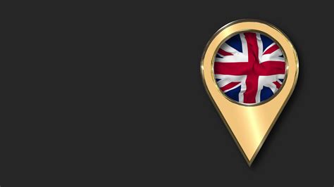 United Kingdom Gold Location Icon Flag Seamless Looped Waving Space On
