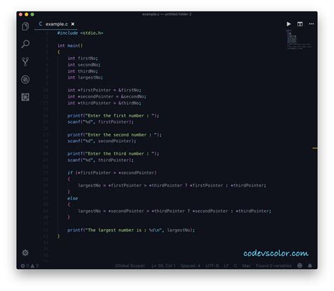 Use Pointer To Find The Largest Of Three Numbers In C Codevscolor