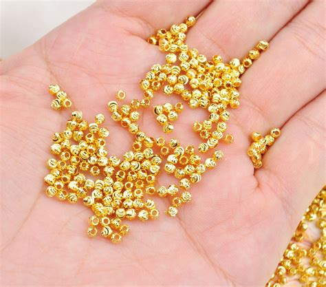 18k Real Gold Plated 25mm Gold Handmade Bali Style Faceted Round Beads