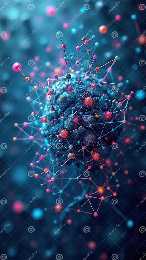 Futuristic Neural Network Visualization With Glowing Nodes And Connections Stock Image Image