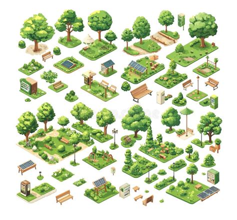 Isometric Vector Trees Elements Landscape Stock Illustrations 470 Isometric Vector Trees