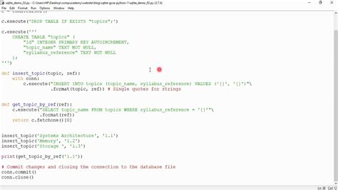 Sqlite With Python For Gcse And A Level Computer Science Youtube