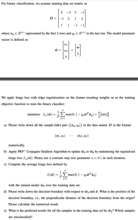 Solved For Binary Classification We Assume Training Data