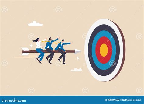 Teamwork Aiming For Target Business Goal Or Achievement Focus On Goal