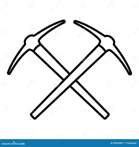 Mining Pickaxe Icon Outline Style Stock Vector Illustration Of Furry Isolated 99665087