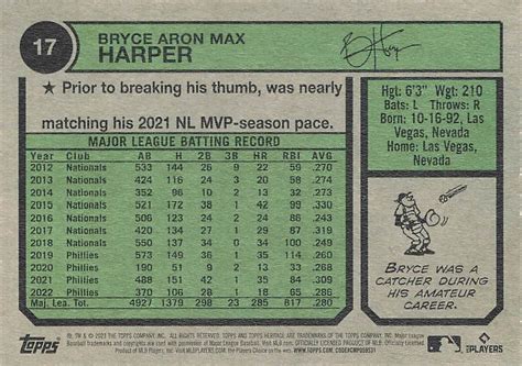2023 Topps Heritage 17 Bryce Harper Trading Card Database