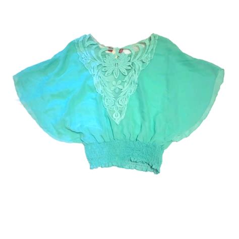 Annabelle See Through Mint Green Top Ruched Hem Flo Gem