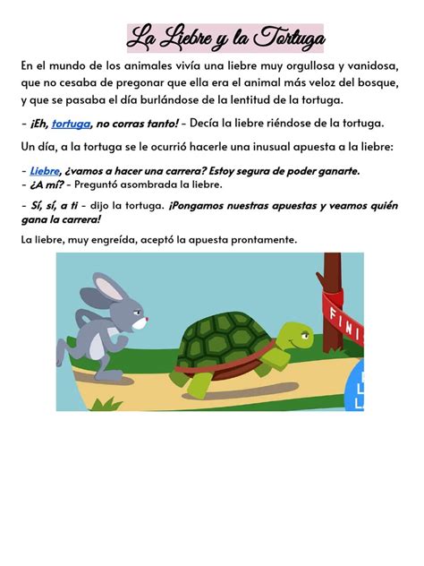 La Liebre Y La Tortuga Fábula Clásica Pdf
