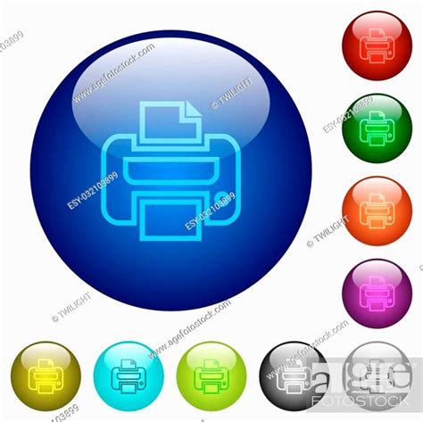 Set Of Color Print Glass Web Buttons Arranged Layer Structure Stock