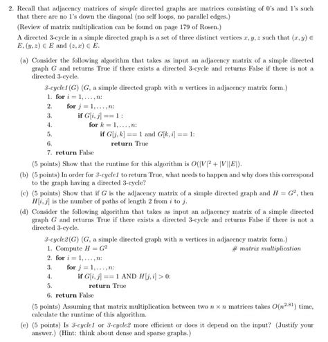 solved 2 recall that adjacency matrices of simple directed
