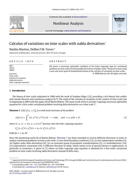 Pdf Calculus Of Variations On Time Scales With Nabla Derivatives