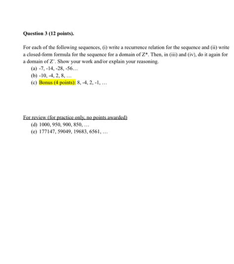 Solved Question 3 12 ﻿pointsfor Each Of The Following