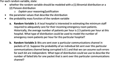 Solved For Each Random Variable State Whether The Random Chegg Com