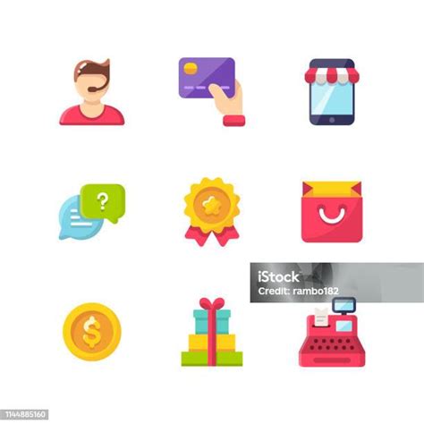 쇼핑 및 전자 상거래 플랫 컬러 벡터 아이콘입니다 완벽 한 픽셀 모바일 및 웹에 적합 합니다 구매에 대한 스톡 벡터 아트 및 기타 이미지 Istock