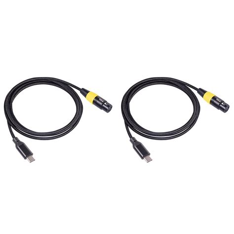 2x Usb C To Xlr Female Cable Type Male 3pin Microphone Connector Computer Audio Data 2meters