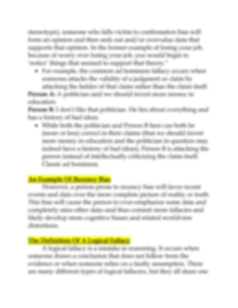 SOLUTION What Is The Difference Between Logical Fallacies And Cognitive Biases Studypool