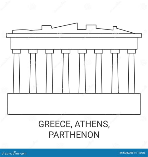 Greece Athens Parthenon Travel Landmark Vector Illustration Stock
