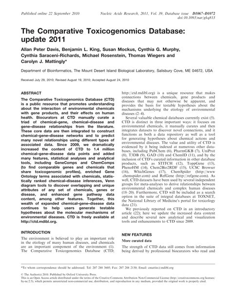 pdf the comparative toxicogenomics database update 2011