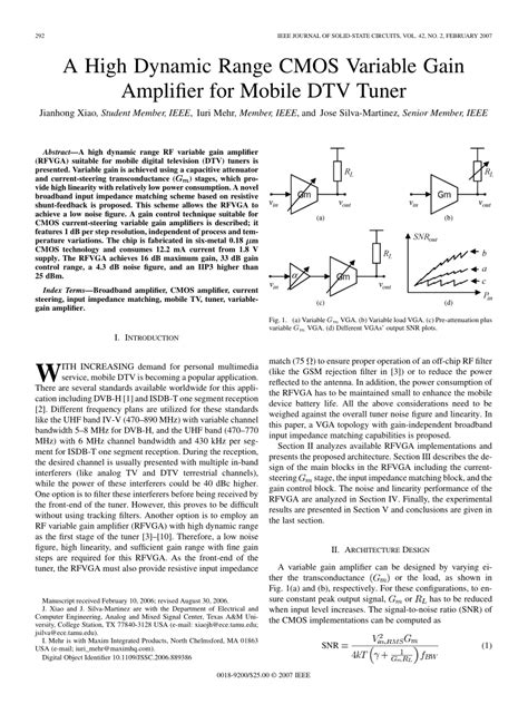 Pdf A High Dynamic Range Cmos Variable Gain Amplifier For Mobile Dtv