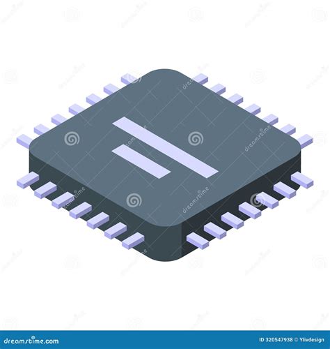 Vector Illustration Of An Isometric View Of A Central Processing Unit Cpu Computer Chip Stock