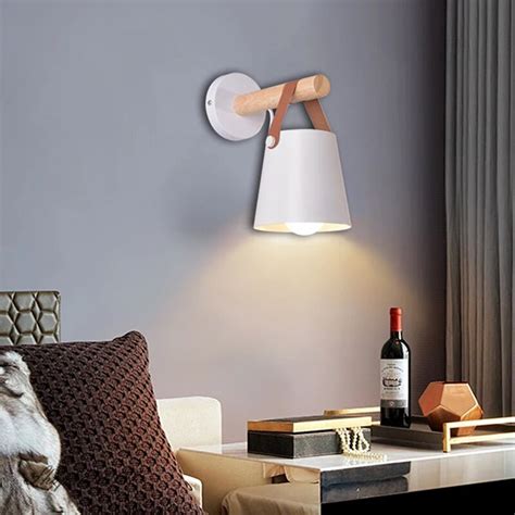 Badu Bg Скандинавски колан Дървена стенна лампа Индустриален аплик Ретро стенни лампи Стълби