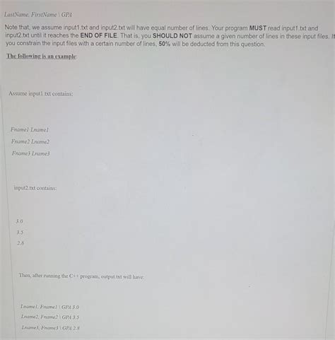 solved consider two files by the names of input1 ext and