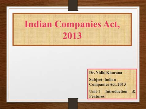 Companies Act 2013 Introduction And Features Pdf Business Administration Business