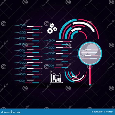 Magnifying Glass With Data Center And Circuits Stock Vector Illustration Of Backup Research