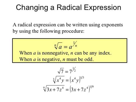 Simplifying Radical Expressions Rational Exponents Radical Equations