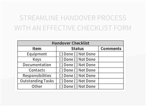 streamline handover process with an effective checklist form excel