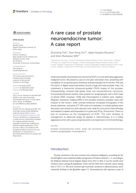 Pdf A Rare Case Of Prostate Neuroendocrine Tumor A Case Report