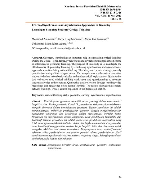 Pdf Effects Of Synchronous And Asynchronous Approaches In Geometry