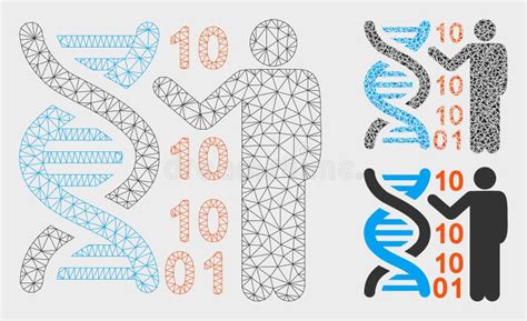 Genetics Lecture Vector Mesh Wire Frame Model And Triangle Mosaic Icon Stock Vector