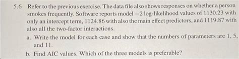 solved 5 6 refer to the previous exercise the data file