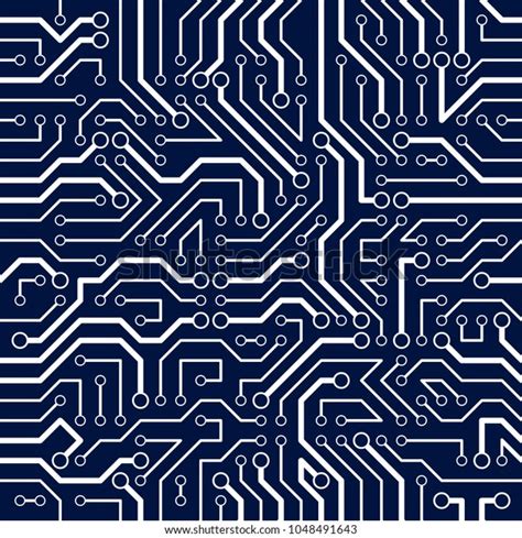 Circuit Board Seamless Pattern Vector Background Stock Vector Royalty Free 1048491643