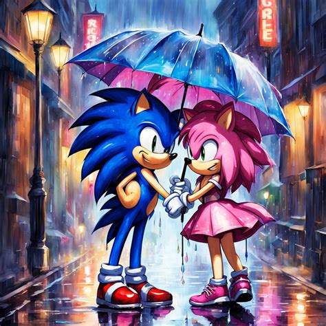 Sonic The Hedgehog And Amy Rose Holding Hands By Dionisis Vourtsis